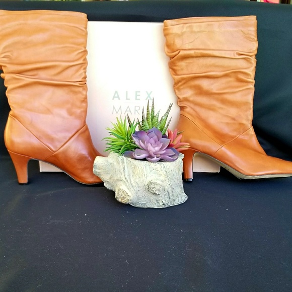 Alex Marie | Shoes | Nib Alex Marie Tan Leather Slouch Boots Size 95m ...
